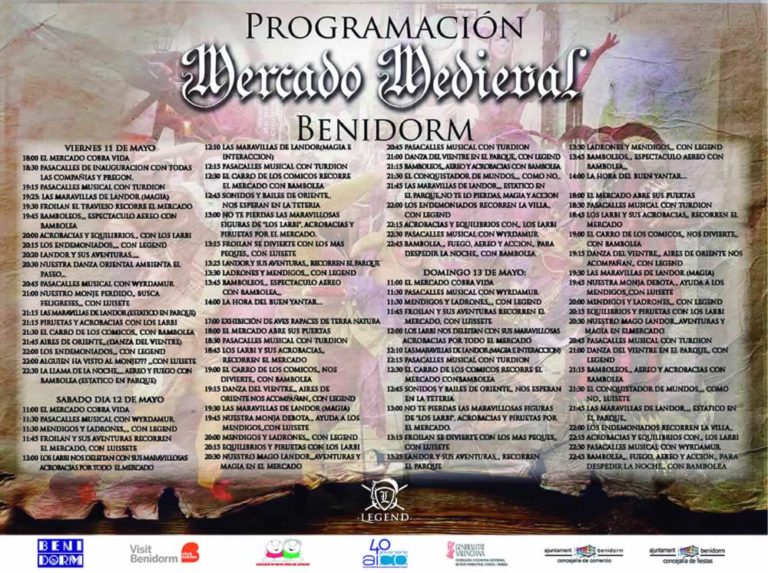 MERCADO MEDIEVAL en Benidorm, ALicante del 10 al 13 de Mayo del 2018